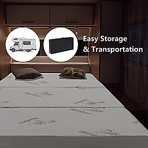 Giantex Folding Mattress Queen, 3” Tri-fold Memory Foam Mattress, Foldable Mattress Topper w/Soft Bamboo Cover, Portable Mattress w/Carrying Bag for RV Camping Guest Bed, CertiPUR-US Certified (Queen)