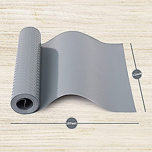 Moretoes Shelf Liners for Kitchen Cabinets, Waterproof and Oil-Proof Non Adhesive Liner, 12 Inch x 10 Feet EVA Plastic Durable Washable Drawer Liner for Pantry Cupboard Gray