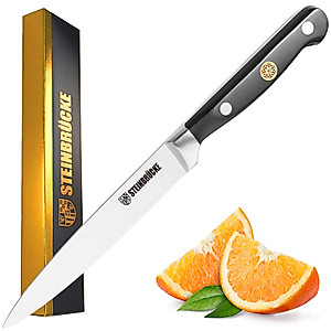 Gioventù Paring Knife 5 inch - Small Kitchen Knife Forged from German Stainless Steel 5Cr15Mov (HRC58), Full Tang, Sharp Paring Knife for Cutting, Peeling, Slicing Fruits and Vegetables
