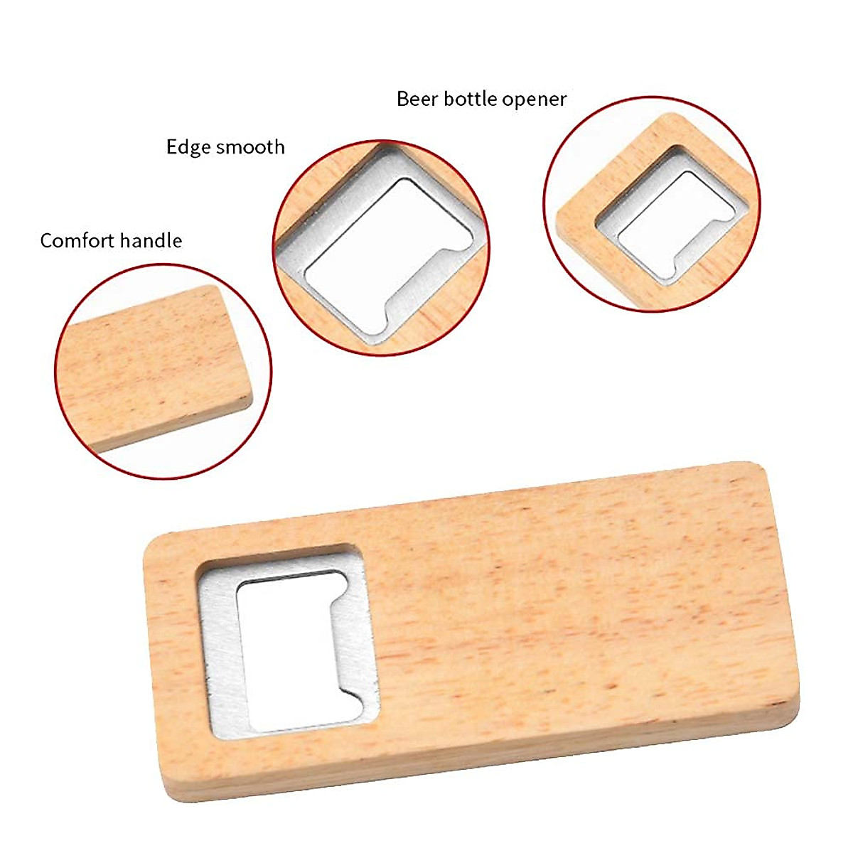 Plmvhpb 15Pcs Wood Beer Bottle Opener Wooden Handle Corkscrew Steel Square Openers Bar Kitchen Accessories Party Gift