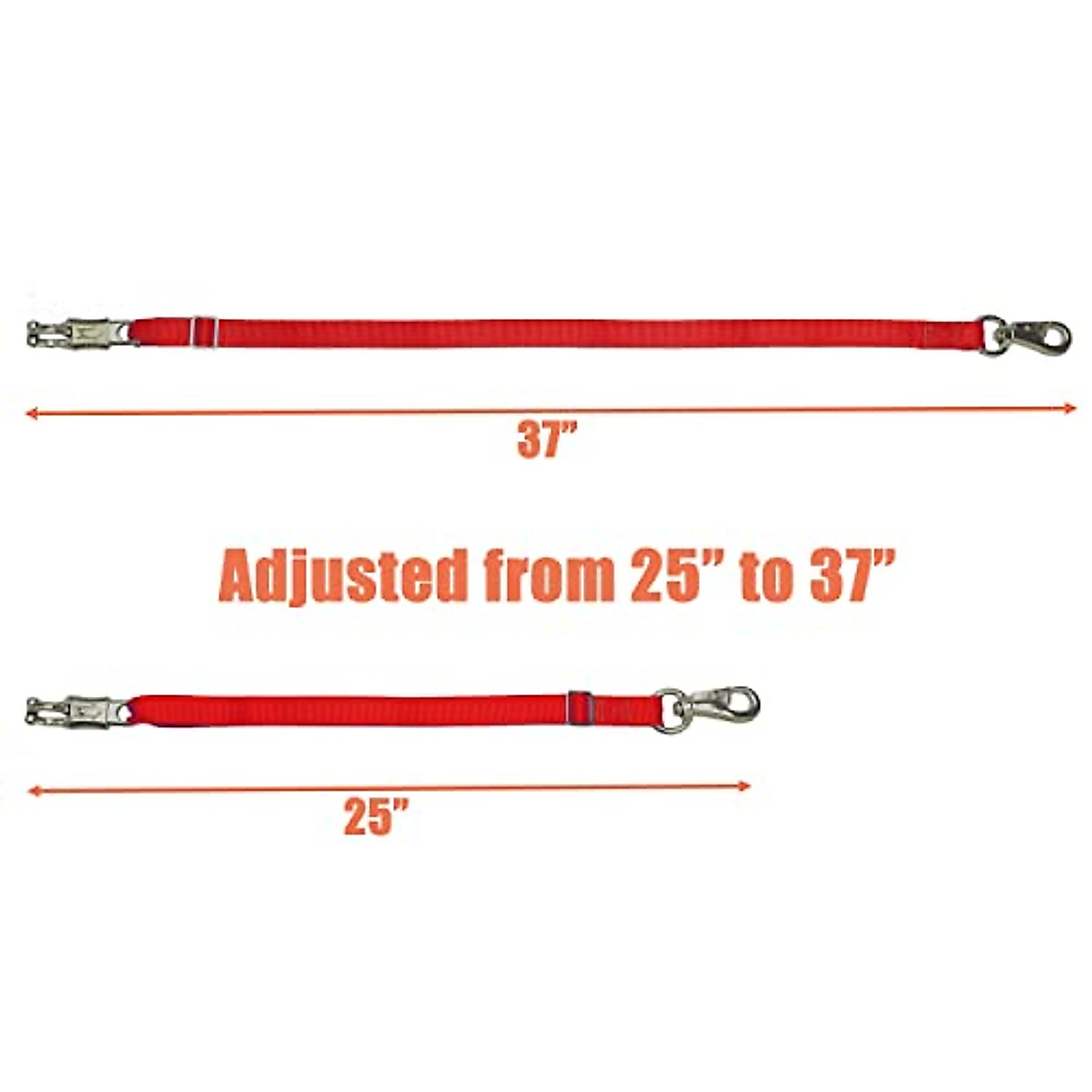 Adjustable Trailer Tie （2 Pack）-Horse Trailer Nylon Strap Tie，Adjusted from 25 to 37” (Red)