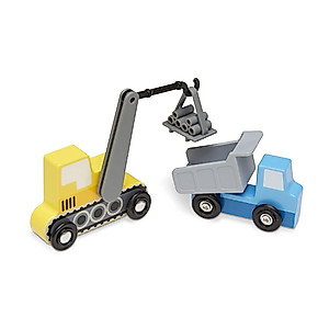 Melissa & Doug Construction Site Vehicles: Wooden Vehicle Bundle with 1 Theme Compatible M&D Scratch Fun Mini-Pad (03180)