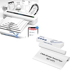 Omezizy Portable Printer Wireless Travel - Upgarde Portable Thermal Printer with Paper Bin, Portable Printers Wireless for Travel, Rechargeable Travel Printer Support US Letter and Multiple Sizes