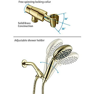 G-Promise Handheld Shower Head High Pressure 6 Spray Settings, Detachable Hand Held Showerhead 4.9" Face with Extra Long Flexible Hose and Metal Adjustable Bracket