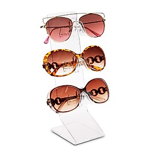 MOOCA Acrylic Eyeglasses Frame and Sunglasses Display Stand, Sunglasses Rack, Sunglasses Display, Sunglasses Stand, Acrylic Sunglasses Holder, Fit for All Glass Sizes, 3 Frames