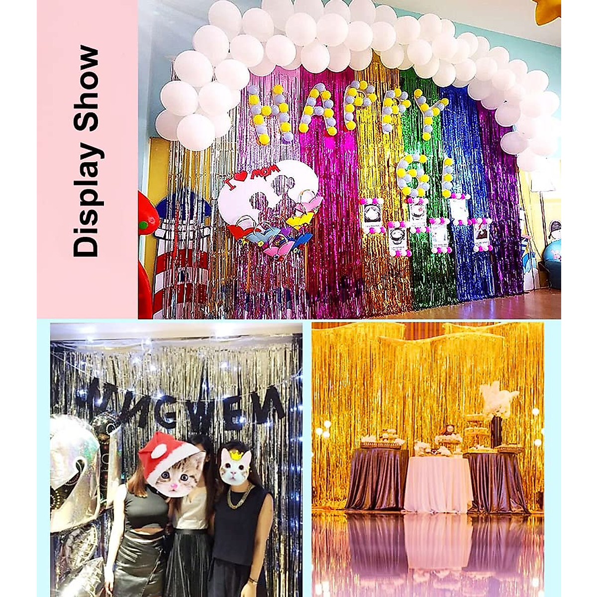 3 Pack Backdrop Curtains Party Decorations, Fringe Streamers Tinsel Backdrop Fringe Backdrop Party Backdrop Birthday Decorations, Party Décor Disco Party Decorations (3.3‘ x 6.6’, Silver)