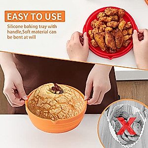 Yewloch 7.5'' Air Fryer Silicone Baking Set 1.4L, 3 Pcs foldable Air Fryer Liners with Handle, Food Grade Safety Non-Stick for Air Fryer Oven