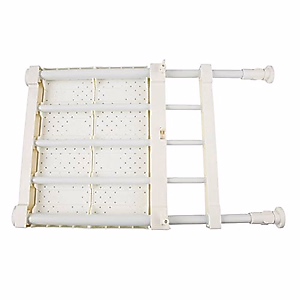 Closet Tension Shelf Expandable, Adjustable Metal Storage Rack with Rod Closet Tension Storage Rack for Cabinet Wardrobe Cupboard(M-White)