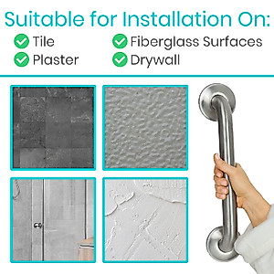 Vive Grab Bar for Bathtubs and Showers - Handicap Bathroom Safety Handrail for Elderly - Wall Senior Rail Handle for Tub, Toilet, Bath