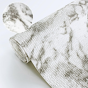 Qusay Marble Drawer and Shelf Liner for Kitchen Cabinet, Non-Adhesive Shelf Liner Non-Slip Reusable Strong Grip Shelf Fridge Liner Easy to Use for Kitchen, Drawers, Shelves, Cabinets(12IN x 9.8FT)