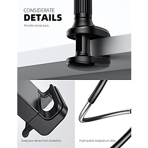 Lamicall Gooseneck Tablet Mount Holder for Bed - Flexible Tablet Arm Clamp for Bed Compatible with Pad Mini 7.9, Air 9.7, Pro 10.5, Kindle, Switch, Galaxy Tabs, More 4.7-11" Device - Black