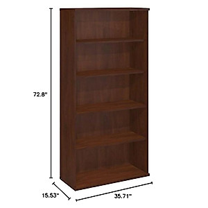 Bush Business Furniture Series C 36W Tall 5 Shelf Bookcase in Hansen Cherry, Large Storage and Display Bookshelf for Home or Professional Office
