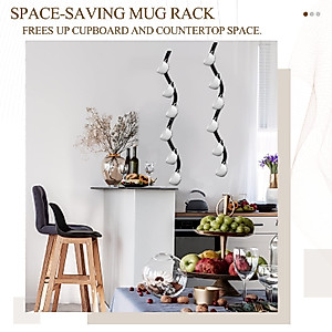 4 Pack Coffee Mug Wall Rack Mounted with 12 Hooks S Curve Metal Coffee Cup Rack Wall Hanging Holder for Coffee Bar Kitchen Coffee Corner Station Decor Display