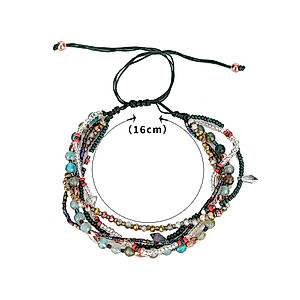JOYA GIFT Handmade Adjustable Wrap Bracelet Bohemian String Braided Beads Anklets Gifts for Women