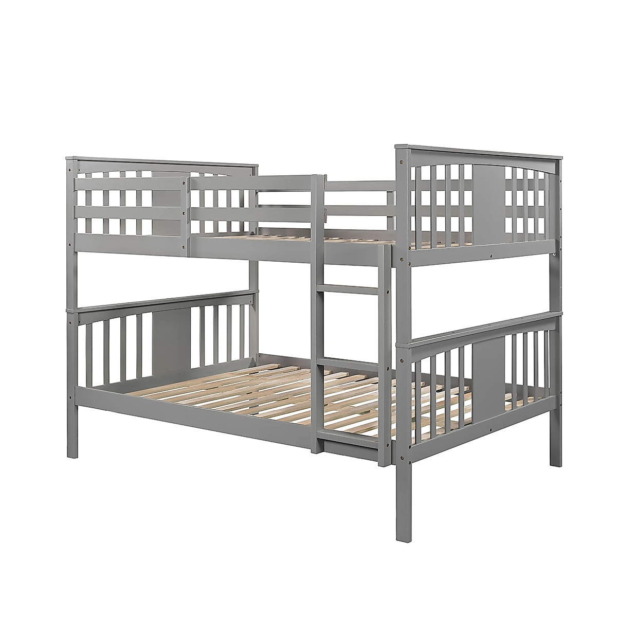 Harper & Bright Designs Full Over Full Bunk Beds for Adults,Teens, Kids, Wood Bunk Beds Full Over Full Size with Ladder,Full Bunk Beds with High Length Guardrail,Grey