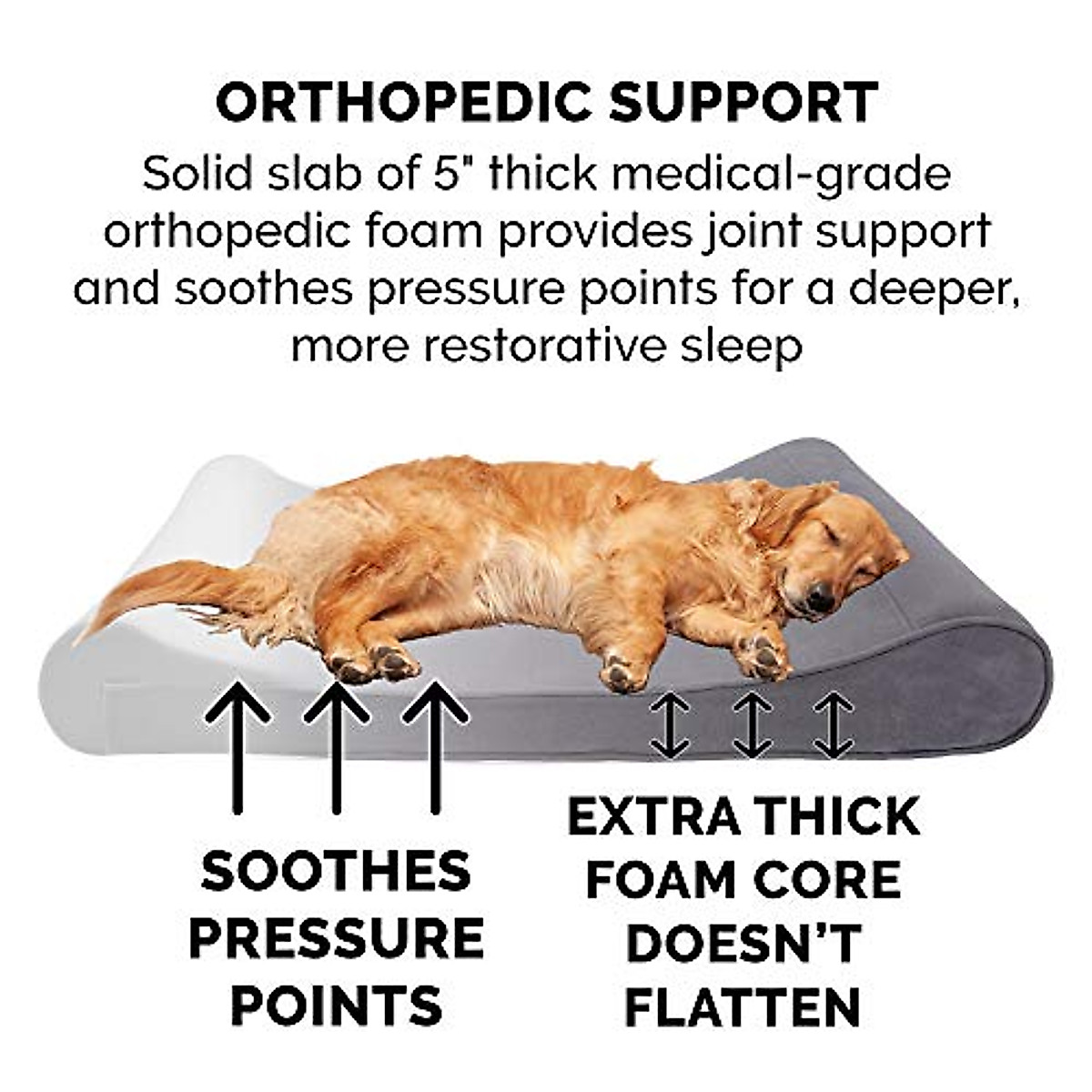 Furhaven Orthopedic Dog Bed for Large/Medium Dogs w/ Removable Washable Cover, For Dogs Up to 38 lbs - Microvelvet Luxe Lounger Contour Mattress - Gray, Large