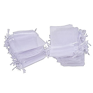 Mudder Organza Gift Bags Wedding Favour Bags Jewelry Pouches, Pack of 100 (2.8 x 3.5 Inch, White)