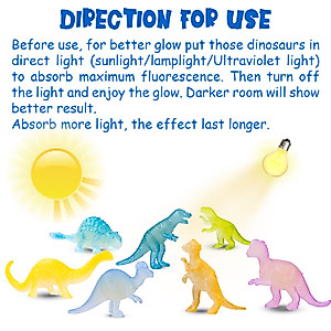 48Pcs Glow in Dark Mini Dinosaur Figures Birthday Party Favors Supplies Dino Cupcake Toppers Goodie Bags Stuffers Pinata Goody Fillers Classroom Prizes Treasure Box Gifts Halloween Treats Kid Boy Girl