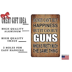 Rogue River Tactical Funny Pro Gun Metal Tin Sign, 12x8 Inch, Wall Décor - Man Cave Bar Money Happiness Guns