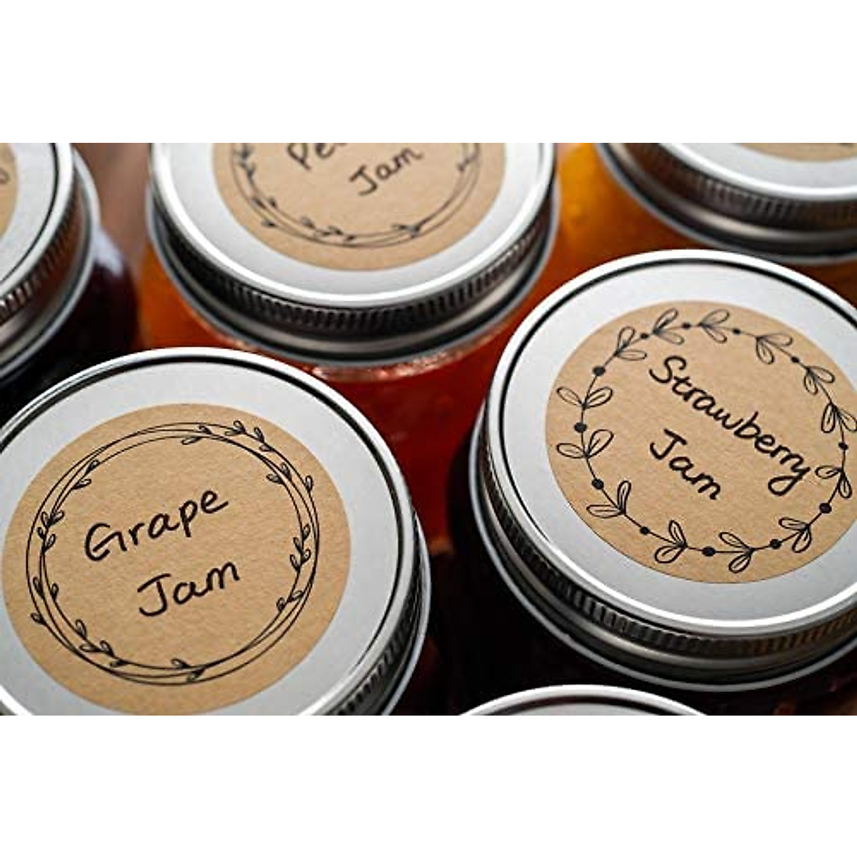 MONEST (500pc/Roll) 2" Label Stickers for Jars and Lids -(Floral BnW)- Pantry Labels | Mason Jar Labels | Sticker Labels | Canning Labels | Spice Labels | Bottle Labels | Mason Jar Labels