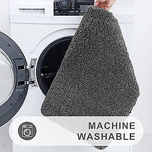 Buganda Microfiber Bathroom Rugs (24 x 17, Grey) Shaggy Soft and Absorbent, Non Slip, Thick Plush, Machine Washable Bath Mat and Bath Rugs for Bathroom