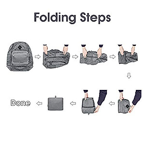 WANDF Foldable Backpack with Shoe Pocket Wet Compartment for Men Women (Grey)