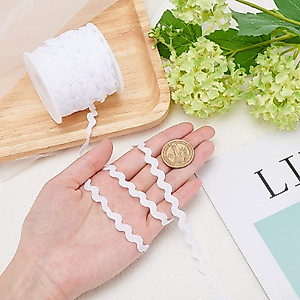 GORGECRAFT 1 Roll 27yd/25m RIC Rac Trim Ribbon Wave Sewing Bending Fringe Trim 5mm/0.2 inch for Sewing Flower Making Wedding Party Lace Ribbon Craft (White)