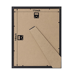 Vittanly 11x14 Picture Frame, Display Pictures 8x10 with Mat or 11x14 without Mat, Photo Frame for Wall or Table Top Display, Black, 1 Pack