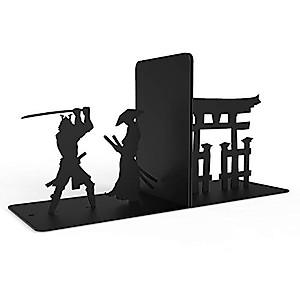 Samurai Bookends, Bookends for Shelves, Book Ends for Office, Modern Bookends for Desk and Bookshelves, Metal bookends, Heavy Duty Metal Black Bookend Support, Creative Book Ends.