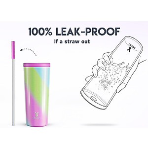 Meoky 24 oz Insulated Tumbler with Lid and Straw, Stainless Steel Vacuum Insulated Tumbler, Keeps Cold for 24 Hours, 100% Leak Proof, Fits in Car Cup Holder (Fairytale)