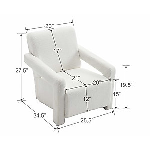 DM Furniture Modern Accent Chairs Set of 2, Cozy Sherpa Side Chairs Contemporary Reading Chair Single Sofa Slipper Chair for Bedroom/Living Room/Guest Room, White