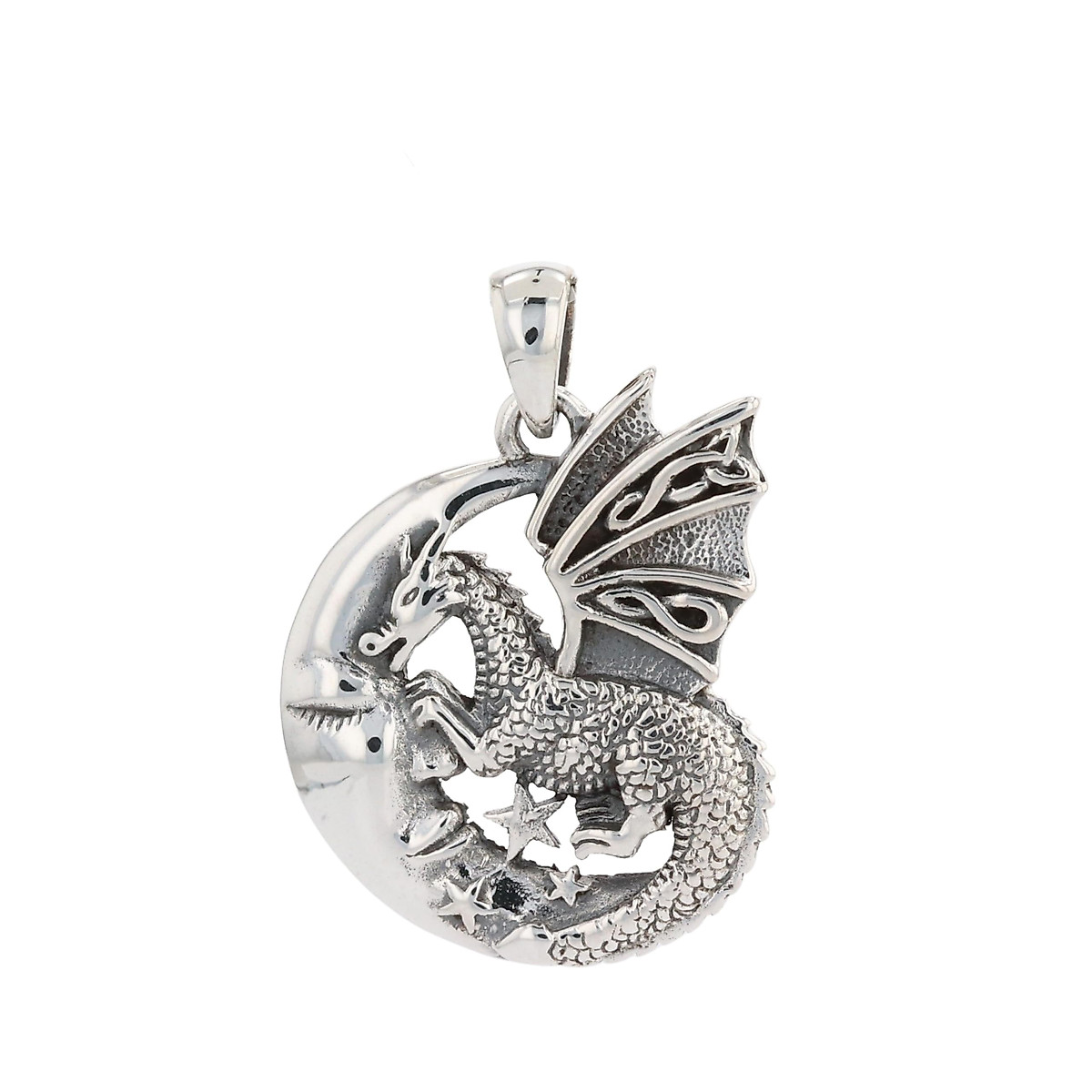 Jewelry Trends Sterling Silver Moon and Dragon Celtic Knot Pendant