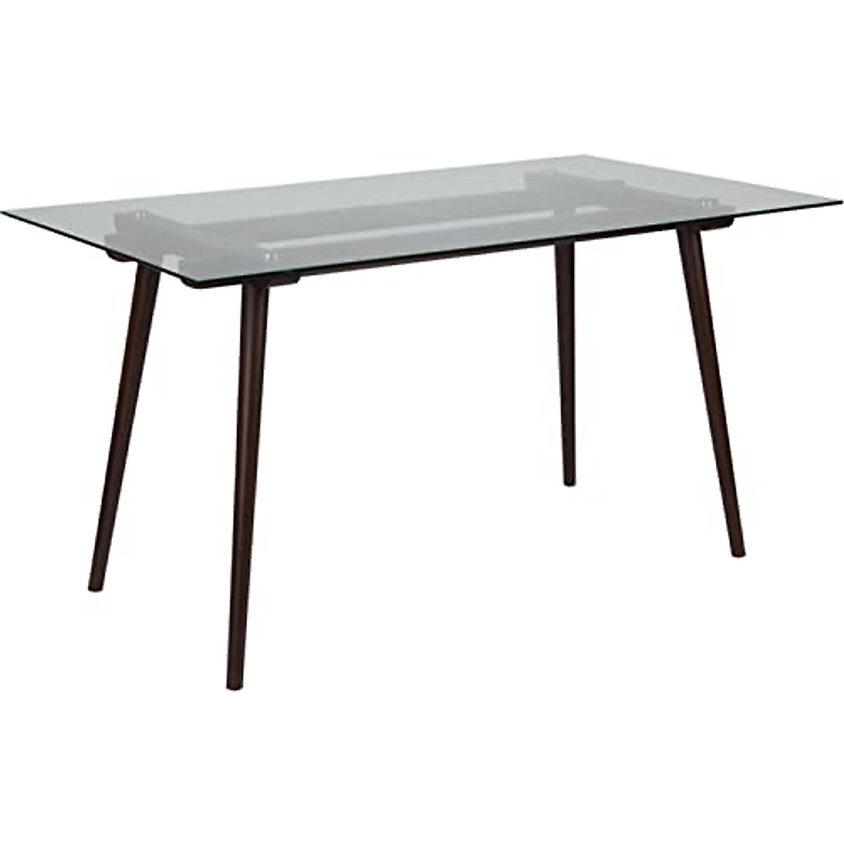 Flash Furniture Meriden 31.5" x 55" Rectangular Solid Espresso Wood Table with Clear Glass Top