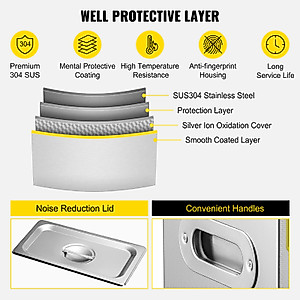 VEVOR Commercial Ultrasonic Cleaner 6L Professional Ultrasonic Cleaner 40kHz with Digital Timer&Heater 110V Excellent Cleaning Machine for Watch Instruments Industrial Parts Excellent Cleaner Solution