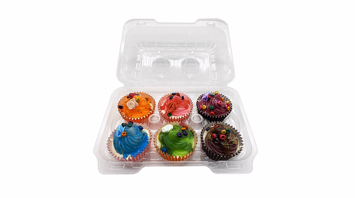 Clear Cupcake Containers,12pc Plastic Disposable High Dome Cupcake ...
