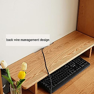 NOODCO Large Solid Wood Monitor Stand Riser Ergonomic Modern Long Computer Monitor Shelf Heavy Duty Oak Desktop Riser Desk Laptop Stand Printer Stand Organization Home Office (Size : 80cm)