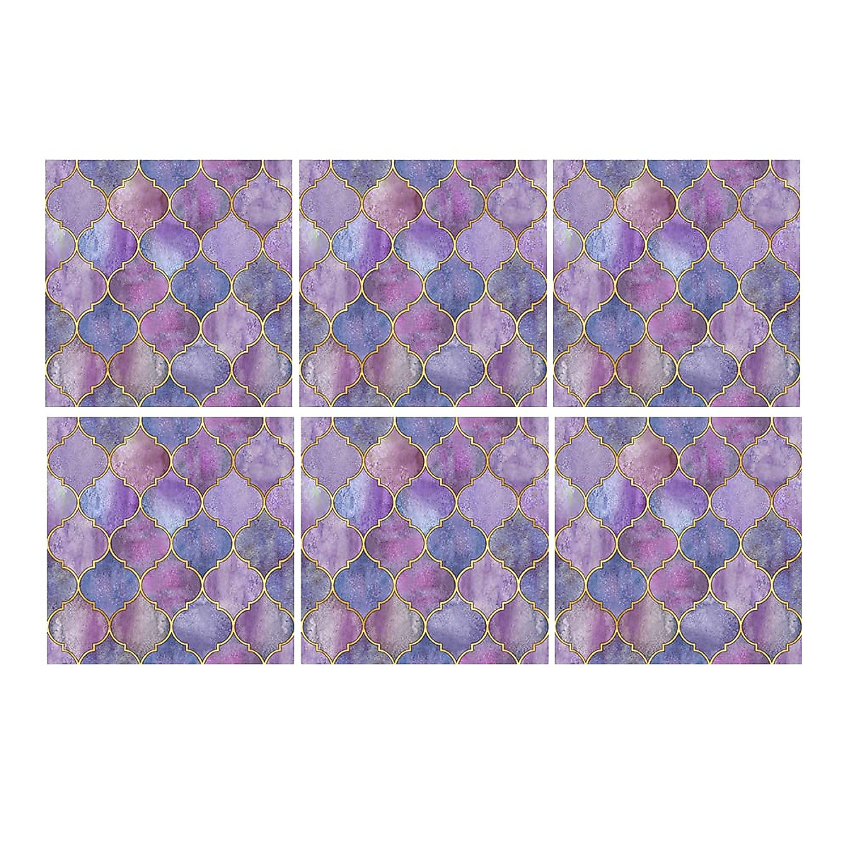 Yifasy 6pcs Dazzle Purple Shelf Liners Fish Scale Furniture Decor Sticker Peel-Stick PVC Tiles Covering 15x15cm