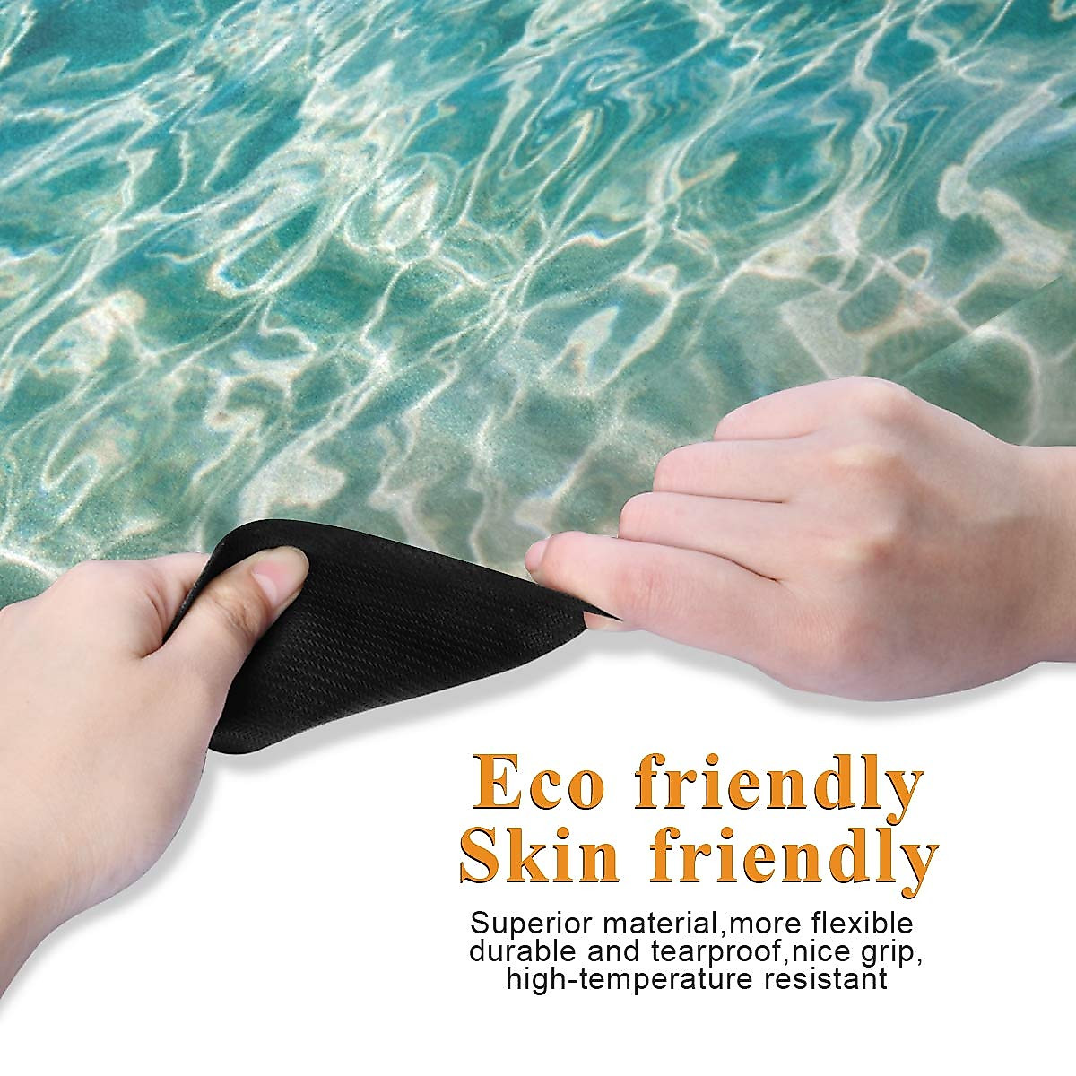 Qilmy Pacific Ocean Yoga Mat Non-Slip Foldable Sweat Absorbent Travel Yoga Mat with Carrying Bag for Yoga, Pilates, Exercise, Workout, Bikram and Hot Yoga 71 x 26 Inch