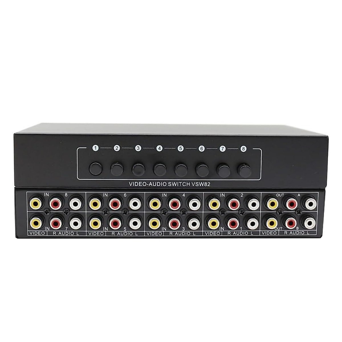 Suckoo 8 Port 3RCA AV Audio Video Switcher Splitter 8 in 2 Out 4 in 2 Out DVD Player Game Console TV Box External 2 Way TV Monitor Projector Composite AV switcher Switch Box