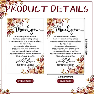 Chinco 100 Pieces Wedding Thank You Cards Thank You Place Setting Wedding Greenery Cards Thank You Place Cards 4 x 6 Inches for Party Wedding Reception Rehearsal Dinner Bridal Shower (Autumn)