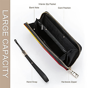 FunnyStar Spanish Flag Travel Wallet Leather Wristlet Purse Portable Case For Boarding Pass ID Money Tickets With Zipper