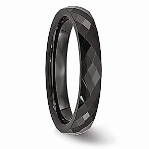 Ceramic Engravable Black 4mm Faceted Polished Band Ring Size 7 Jewelry for Women
