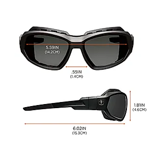 Ergodyne - 56033 Skullerz Loki Convertible Anti-Fog Safety Sunglasses, Smoke Lens- Includes Gasket and Strap to Convert to Goggle Anti-fog Smoke Lens, Black Frame
