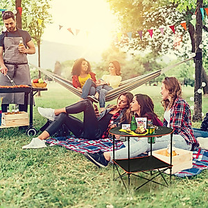 Camping Table Portable Folding Camping Side Table for Outdoor Picnic, Beach, Games, Camp, & Patio Tables Folding with 4 Cup Holders & Carry Case for Travel & Storage, Premium 600D Canvas& Steel Frame