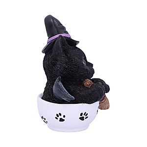Nemesis Now Kit Novelty Tea Cup Witch Cat Figurine, Polyresin, Black, One Size