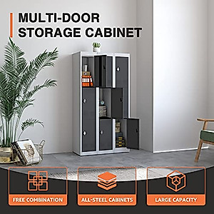 Reemoon Metal Lockers for Employees Storage Cabinet, Steel Locker with Locking for Home Gym Office School Garage (Black, 3 Doors)