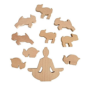 Genuine Fred Goat Yoga Wooden Stacking & Balance Game, Creative Game for All Ages, Solid Wood with Muslin Storage Bag, Enhance Focus and Problem Solving, Great White Elephant or Zen