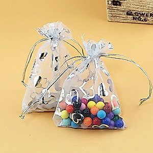 Ximkee 100Pcs 3x4 inch Heart Organza Drawstring Pouches Bags Jewelry Wedding Favor Gift Bags Party Favors Party Christmas Festival Gift Bags Candy Pouch Bags