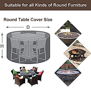 XYXH Outdoor Round Table Cover 53" D x 31" H, Patio Furniture Covers Waterproof, Garden Furniture Covers for Winter, Windproof Tear-Resistant Heavy Duty 420D Oxford Fabric (135x80cm)