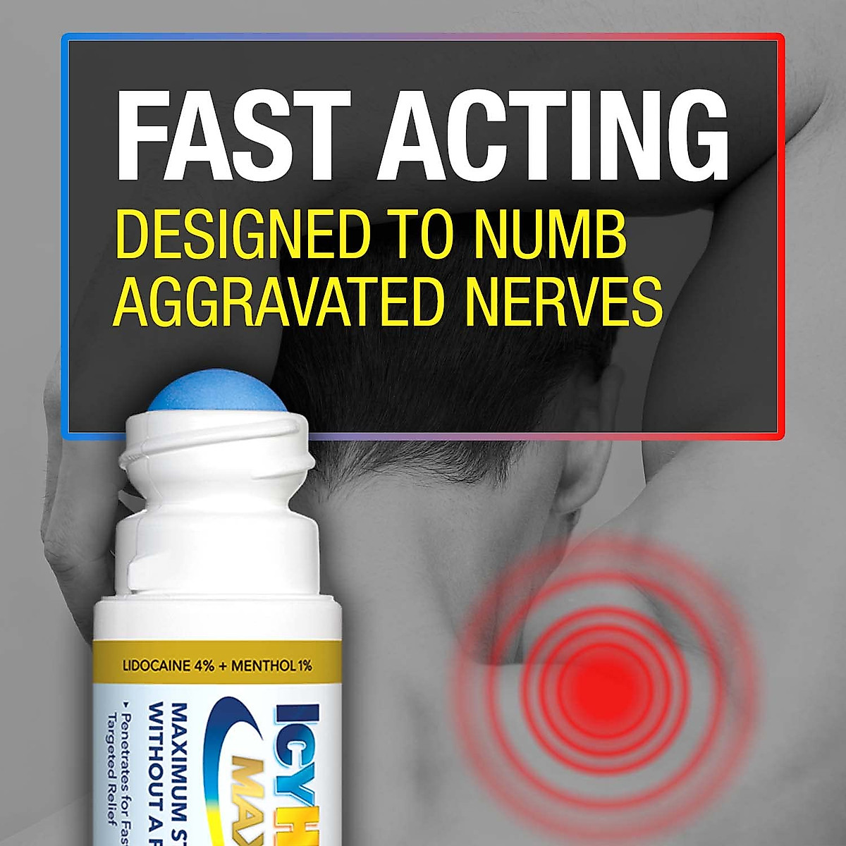 Icy Hot Maximum Strength Lidocaine No-Mess Pain Relief Liquid, No-Mess Applicator, 2.5 Ounces